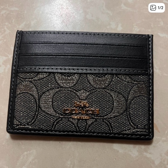 Coach | Accessories | Coach Black And Gold Signature Card Case | Poshmark